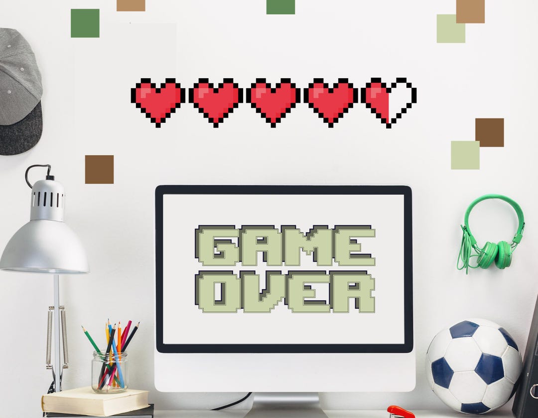 Gamer Heart Lifeline Wall Sticker Decals | Gaming Wall Stickers | Self ...