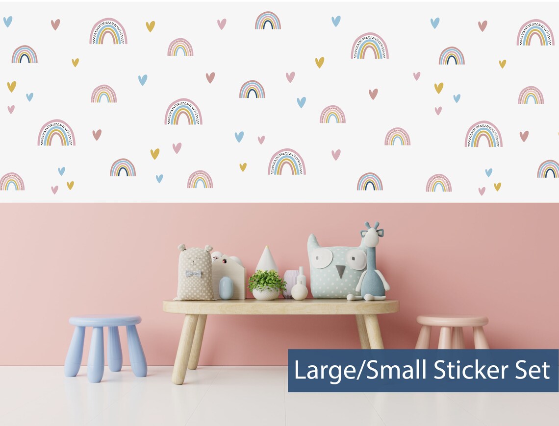 Large Rainbow Wall Mural or Sticker Decal Set Rainbow | Etsy