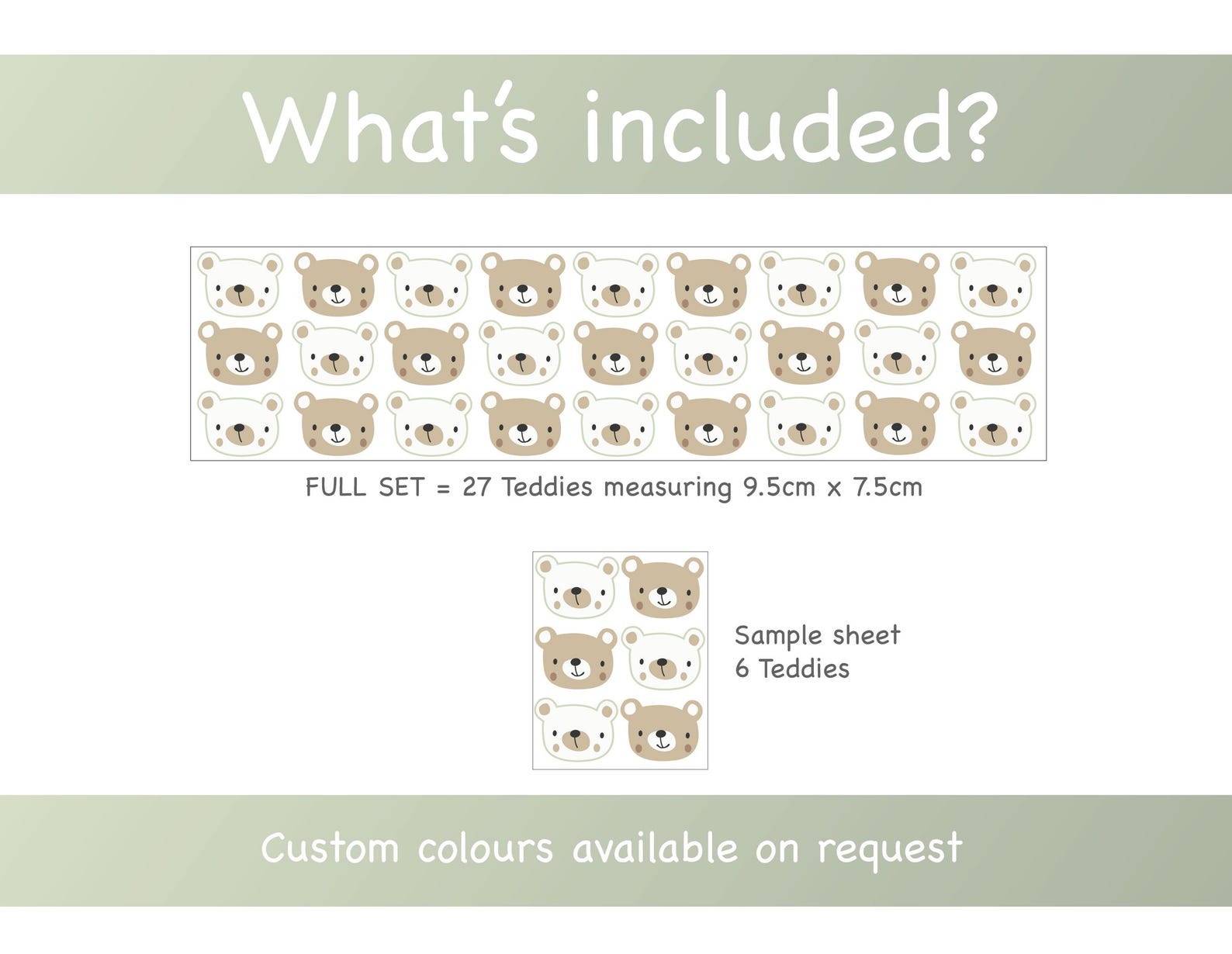 Teddy Bear Wall Decal Stickers | Children's Nursery Wall Art | Playroom ...