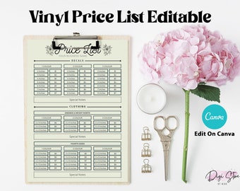 Vinyl Decal Price Chart - Etsy Australia