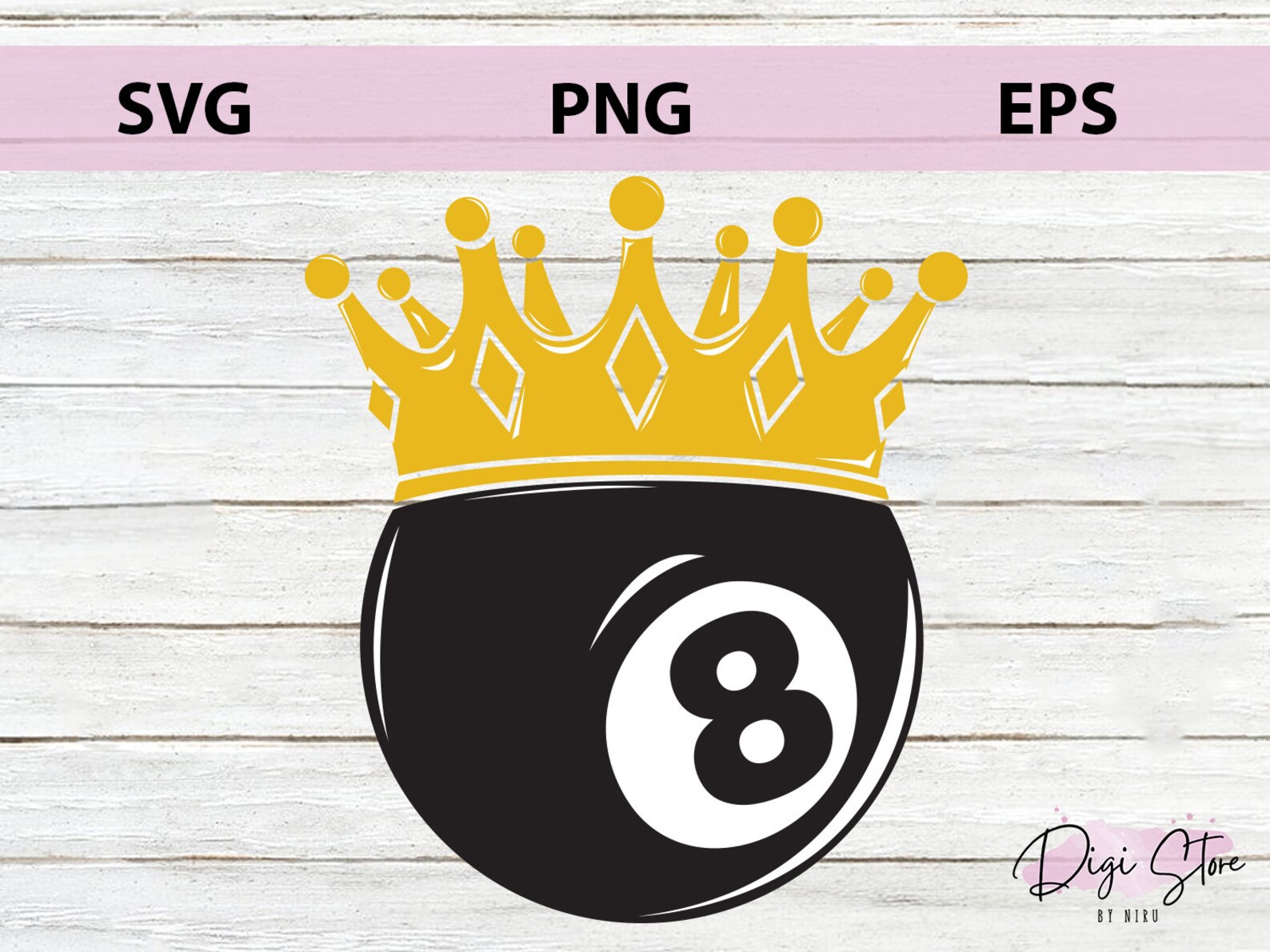 8 Ball Svg 8 Ball King Svg Billiard Svg Cricut Cut File 8 Ball Crown ...