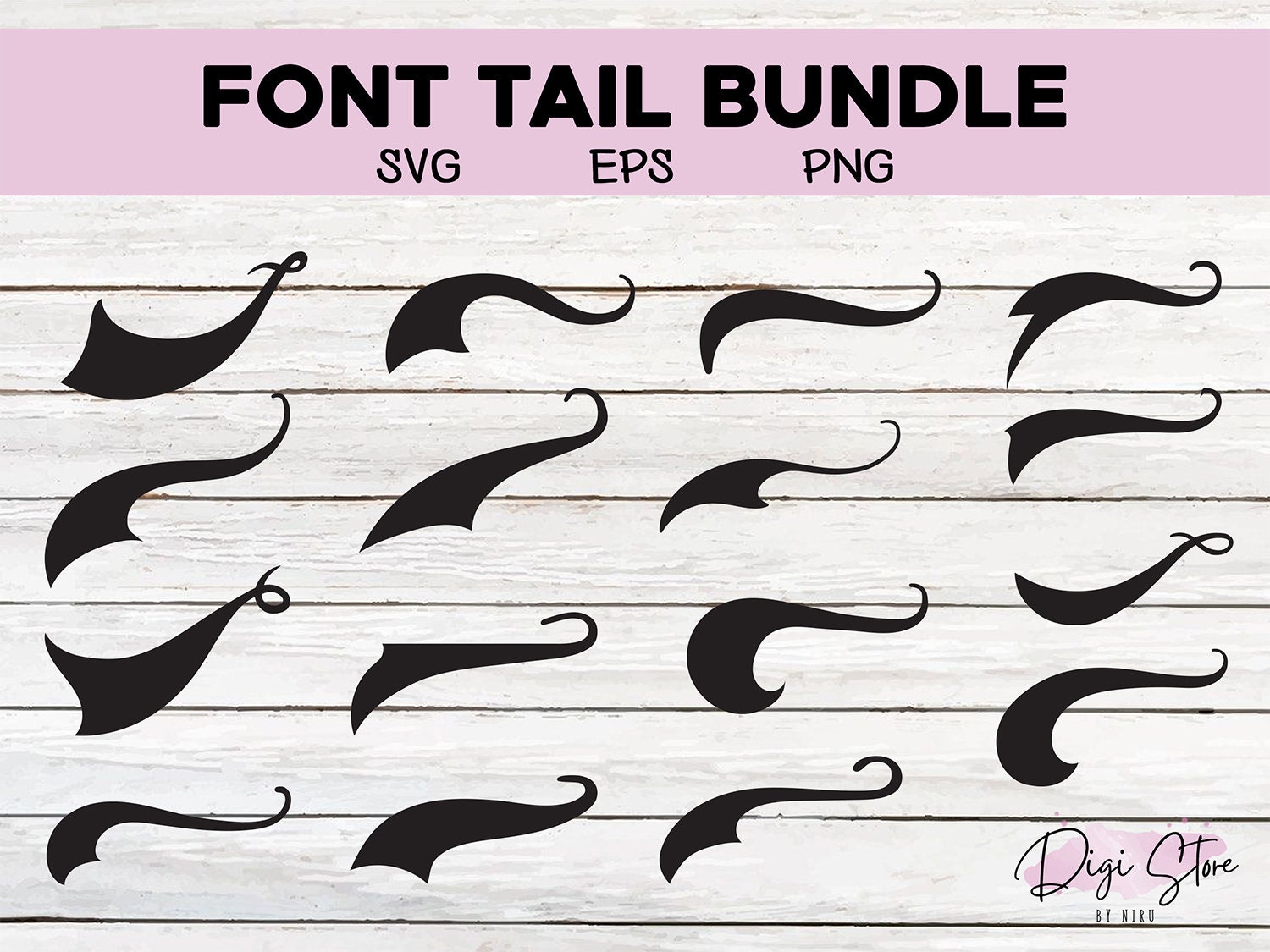 Font Tails Bundle Svg | Font Tails Svg Files for Cricut | Font Tail Svg ...