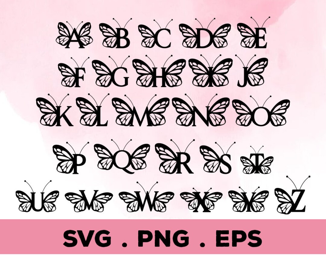 Butterfly Monogram Alphabet Svg /butterfly Alphabet Svg / Alphabet Svg ...