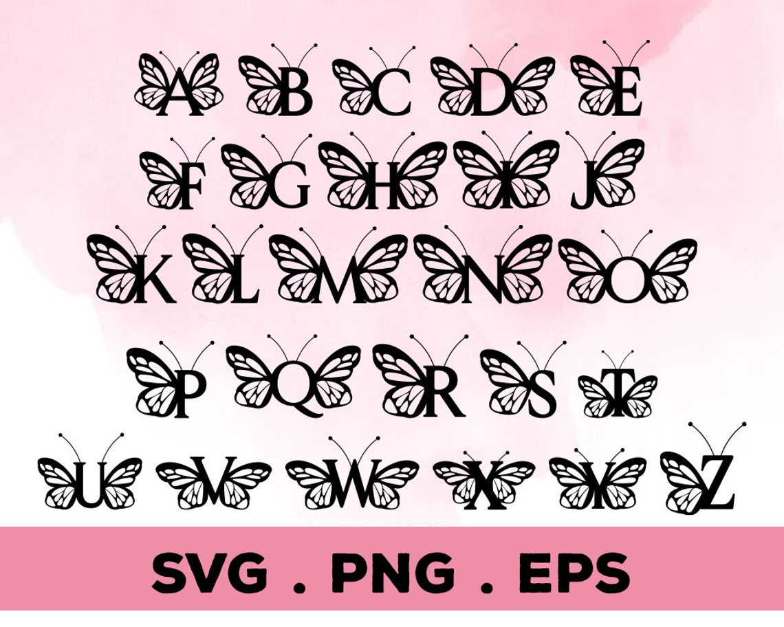 Butterfly Monogram Alphabet Svg /butterfly Alphabet Svg / - Etsy