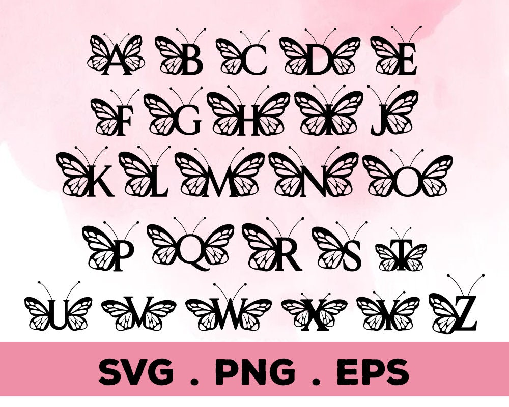 Butterfly Monogram Alphabet Svg /butterfly Alphabet Svg / - Etsy