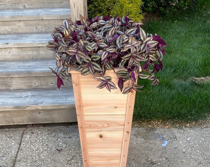 33 Tall Cedar Wood Rustic Planter Box / Rustic Planter / Tapered ...