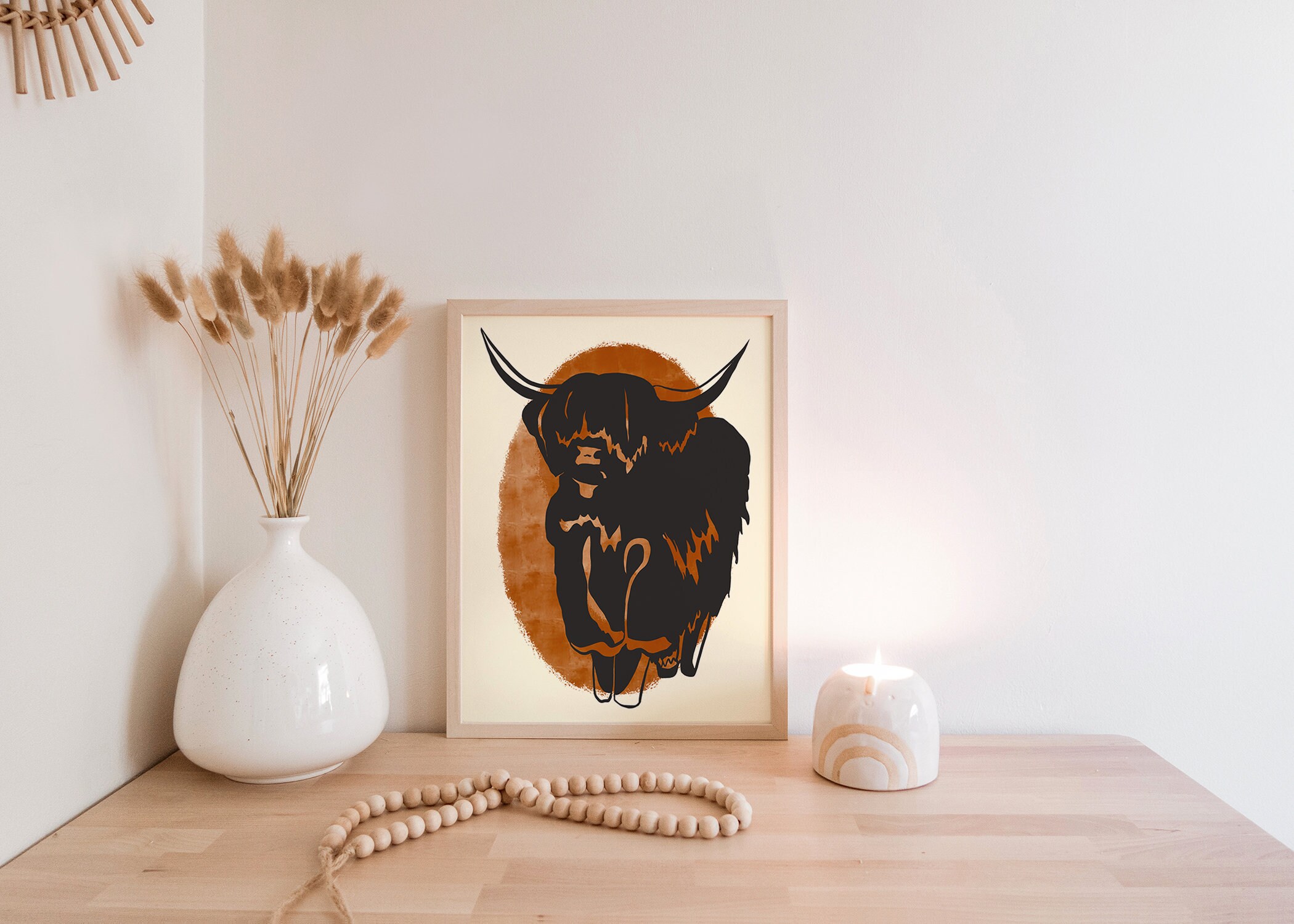 Fluffy Cow Poster Print Wall Art, Aesthetic Wall Art, Boho Art Print ...