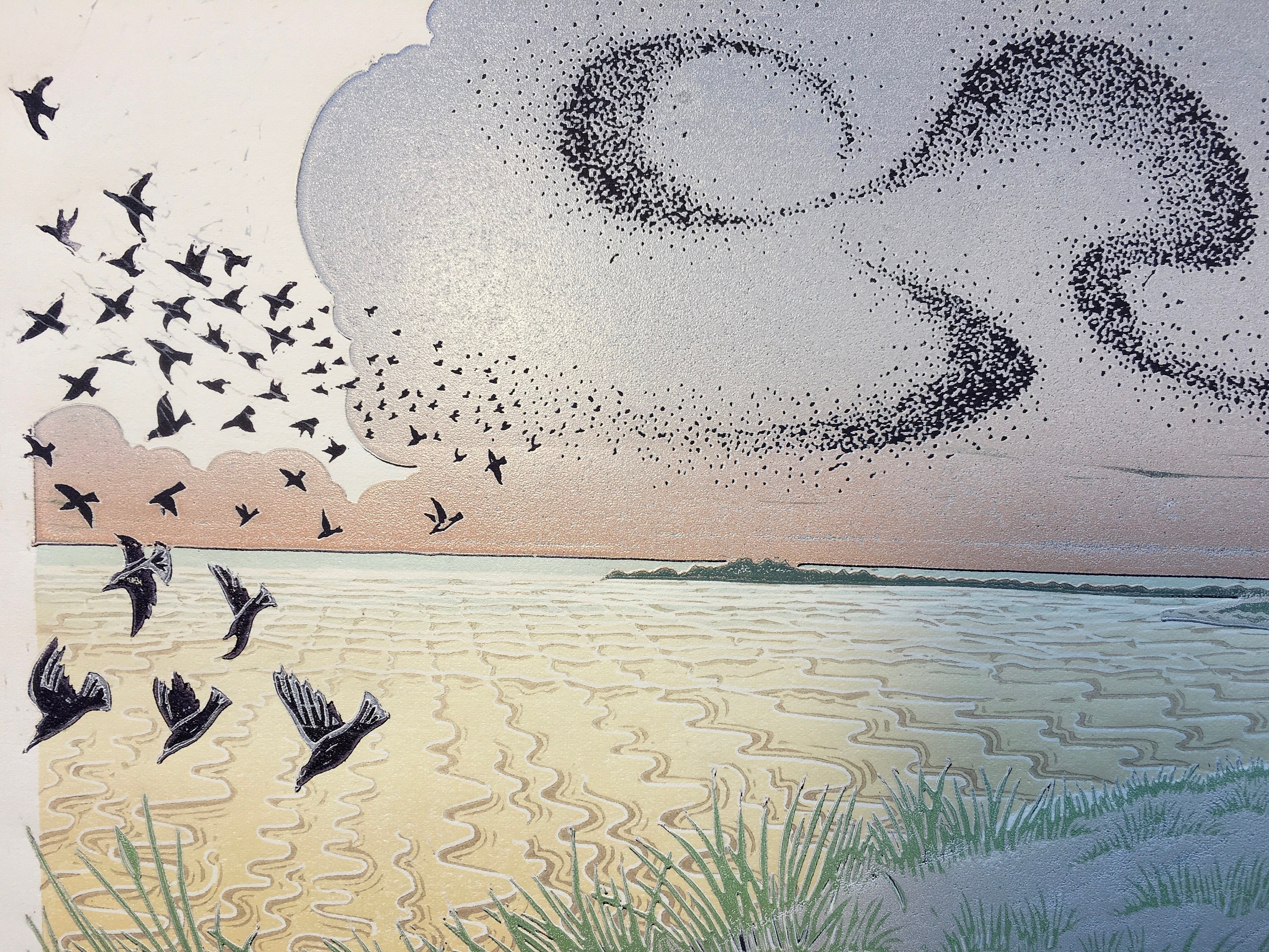 Holkham Murmuration - Linocut Print - Etsy UK