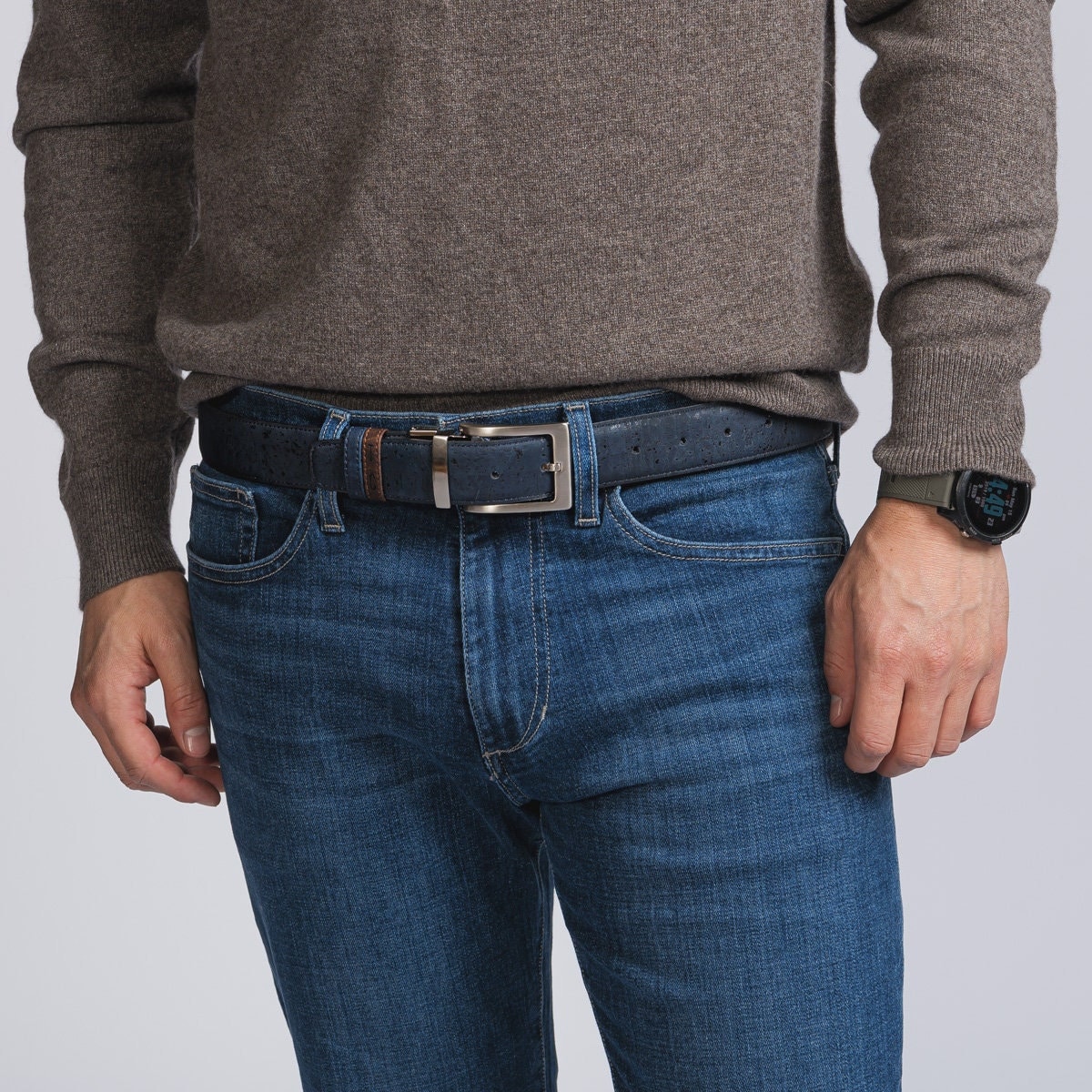 Cork Reversible Men's Belt brown/blue vegan Belt for Men, Ecofriendly ...