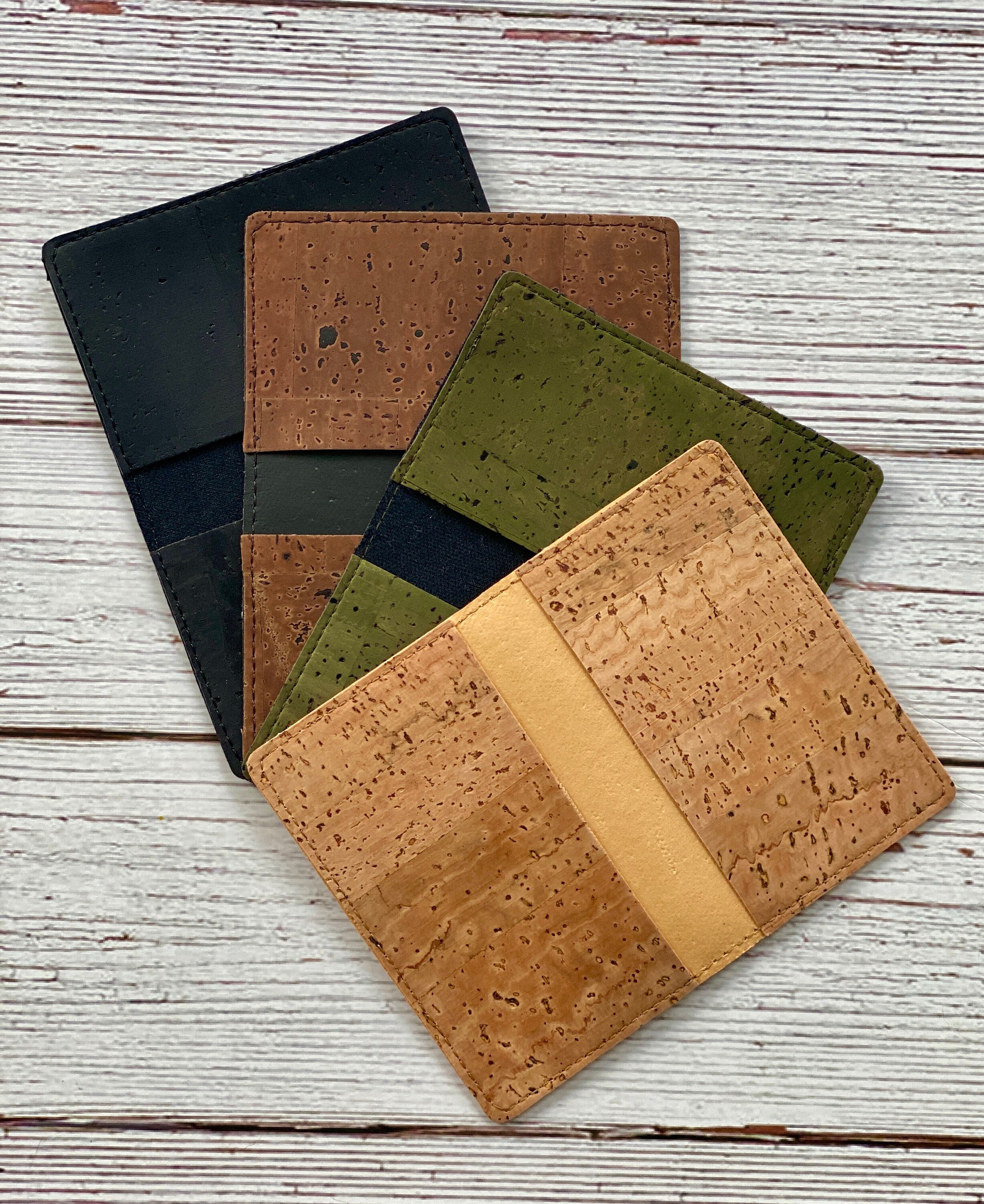 4 Cork Eco Card Holders vegan Cork Wallet, Slim Cork Card Case, Small ...