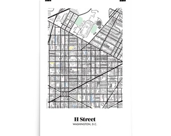 H Street Neighborhood Map Art Print - Etsy