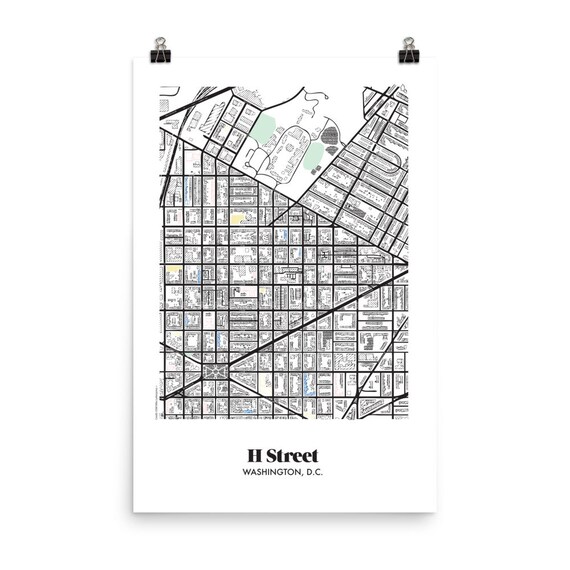 H Street Washington DC Neighborhood Map Wall Art Print City - Etsy