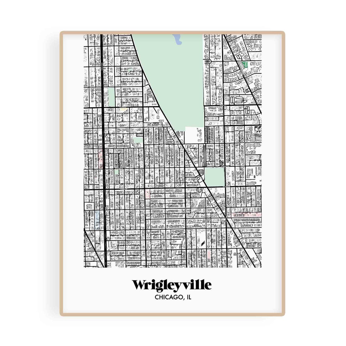 Wrigleyville Neighborhood Map Print Chicago Wall Decor - Etsy UK