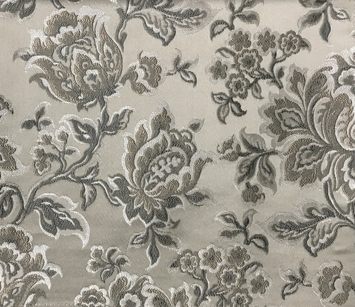 Luxurious Jacquard Material Silver Color Fabric Floral Design - Etsy