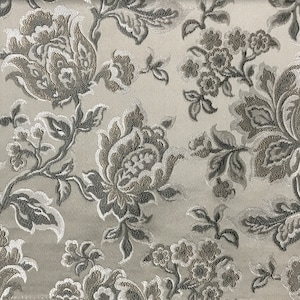 Luxurious Jacquard Material Silver Color Fabric Floral Design ...