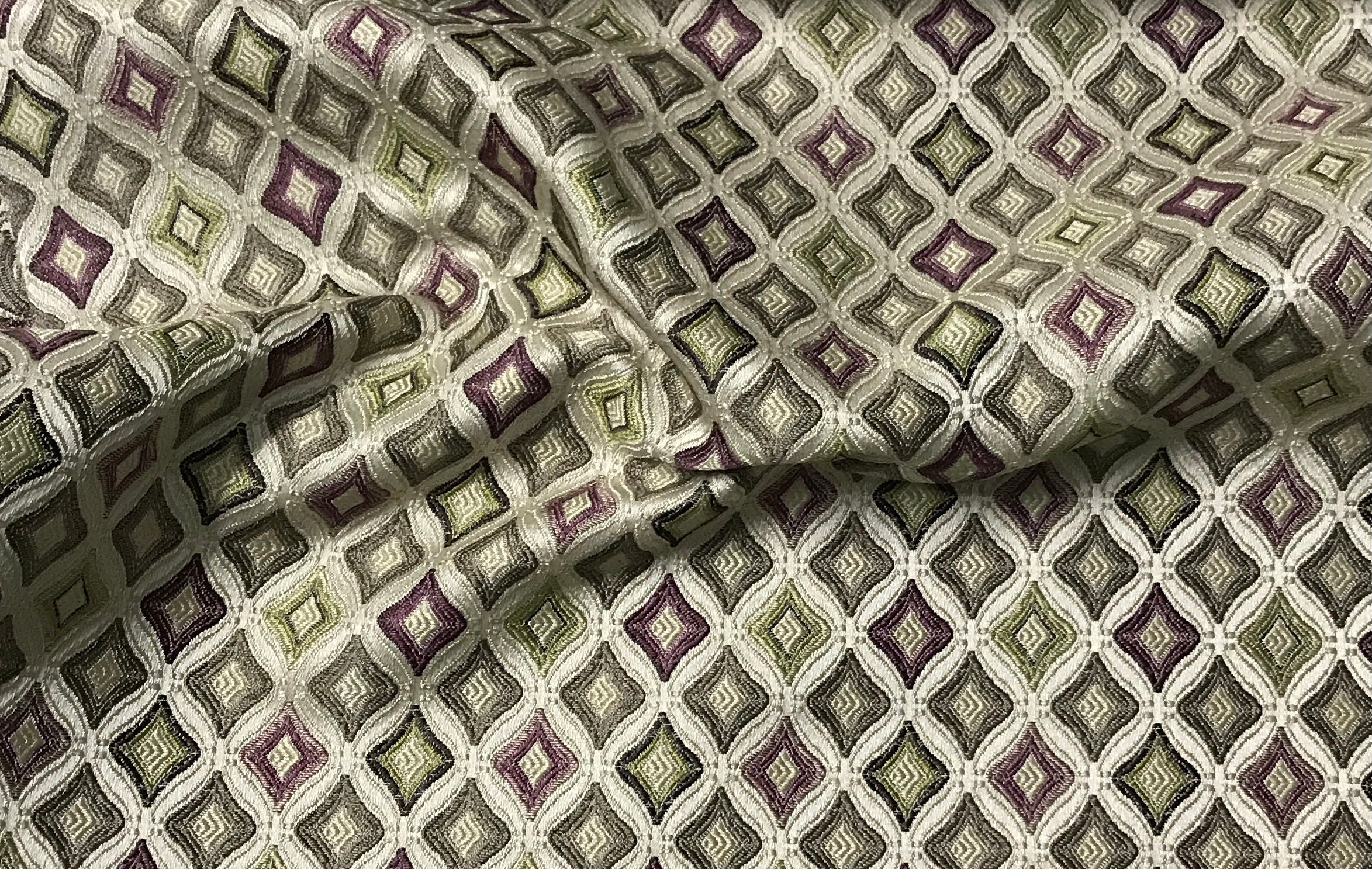 Purple Green Classic Diamond Design Luxurious Jacquard Fabric - Etsy