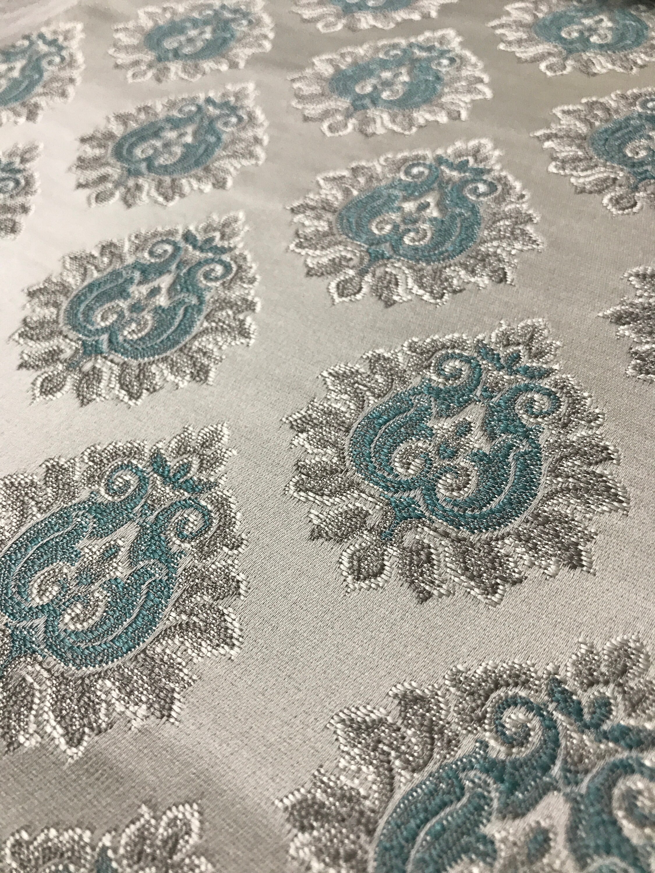 Persian Floral Motif Design Luxury Jacquard Material Sky Blue - Etsy