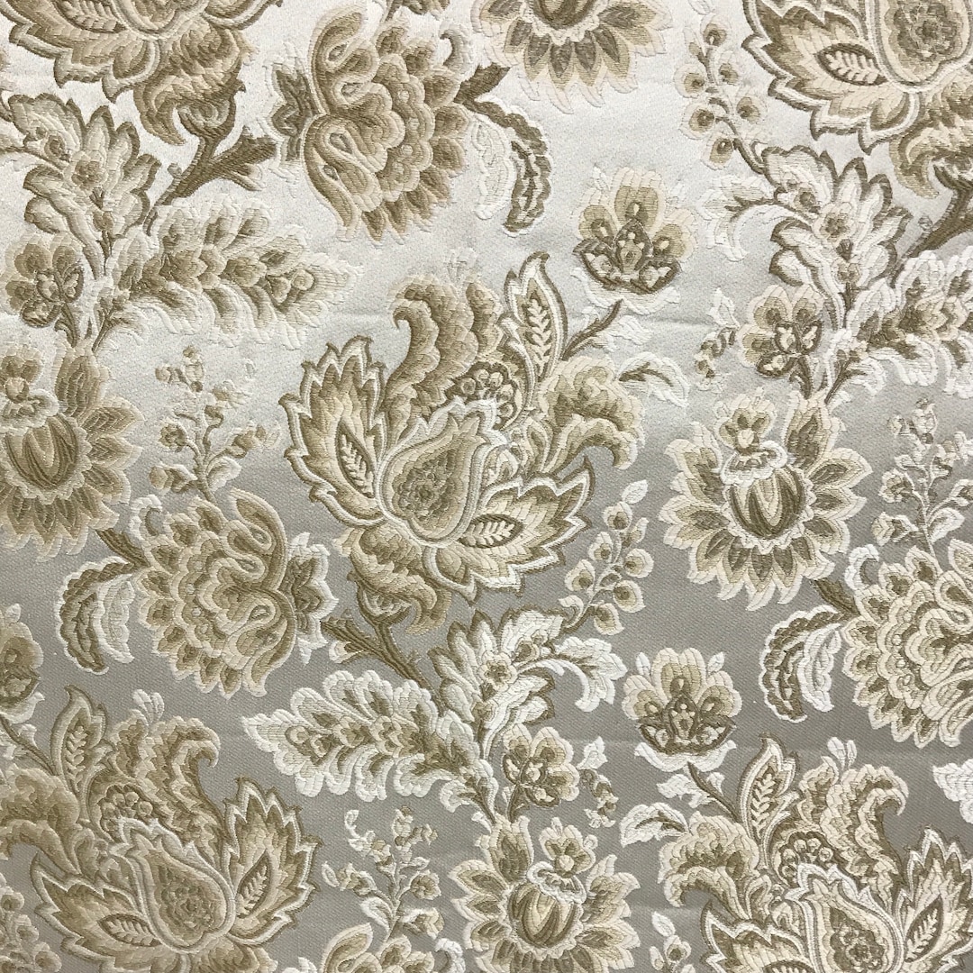 Cream Floral Design Luxurious Jacquard Heavy Fabric for Upholstery ...