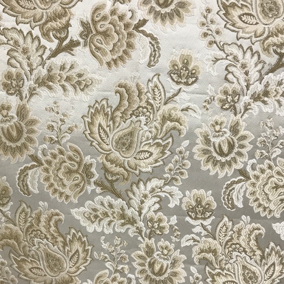 Cream Floral Design Luxurious Jacquard Heavy Fabric for | Etsy