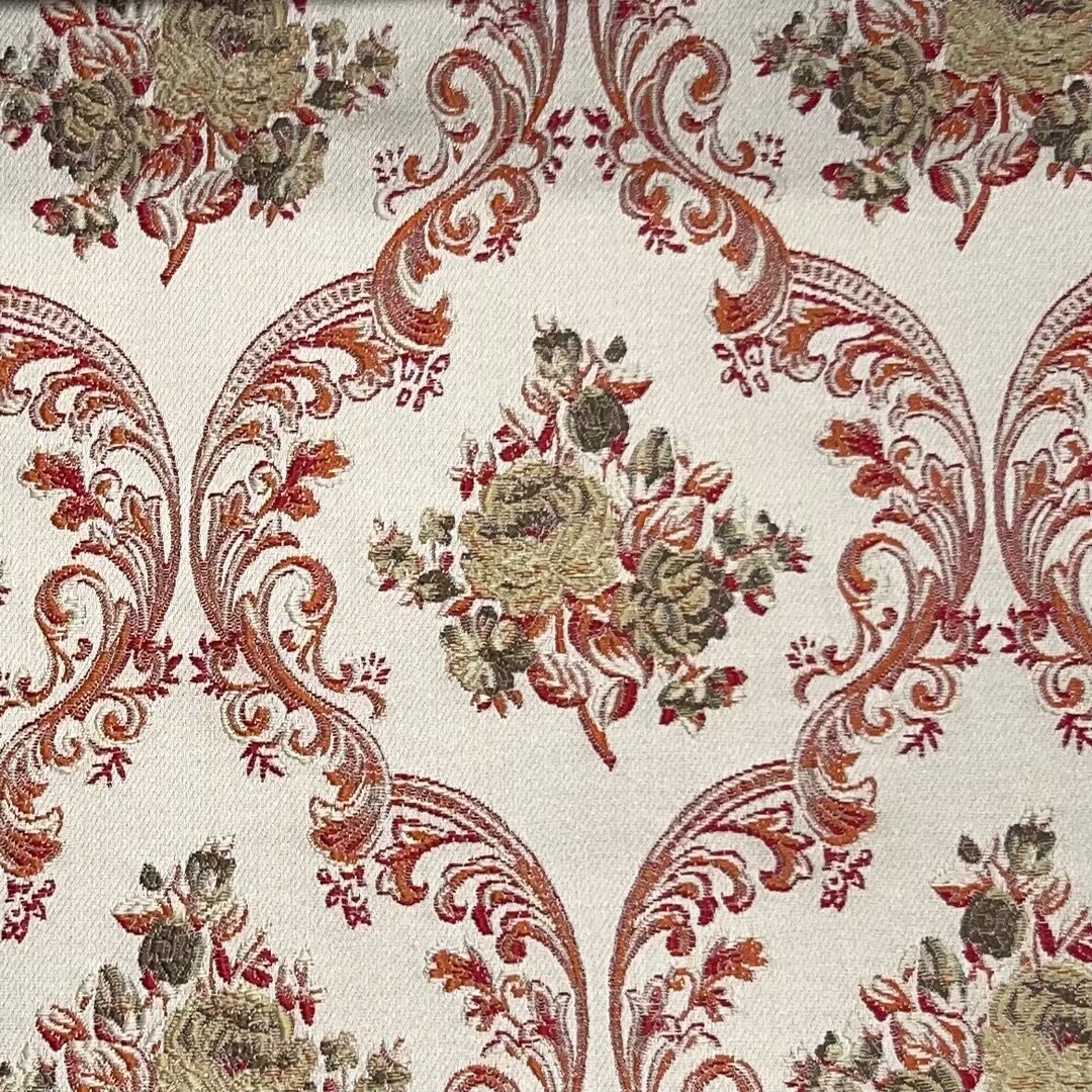 Premium Brocade Jacquard Damask Design Antique Fabric Upholstery Dining ...