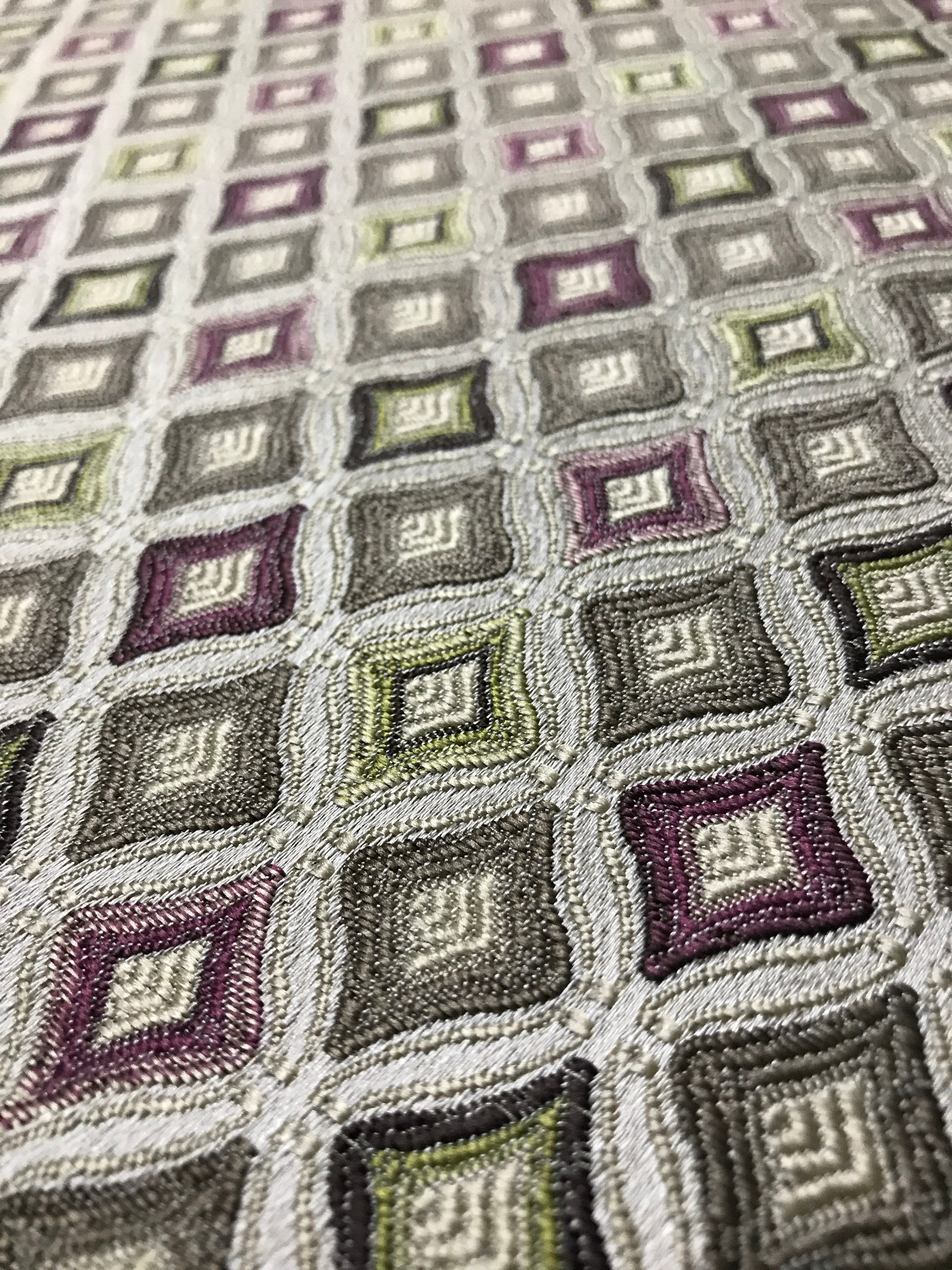 Purple Green Classic Diamond Design Luxurious Jacquard Fabric for ...
