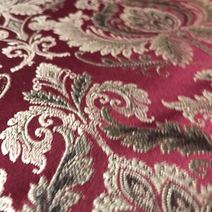 Luxurious Jacquard Material Maroon Color Damask Design Fabric Material ...
