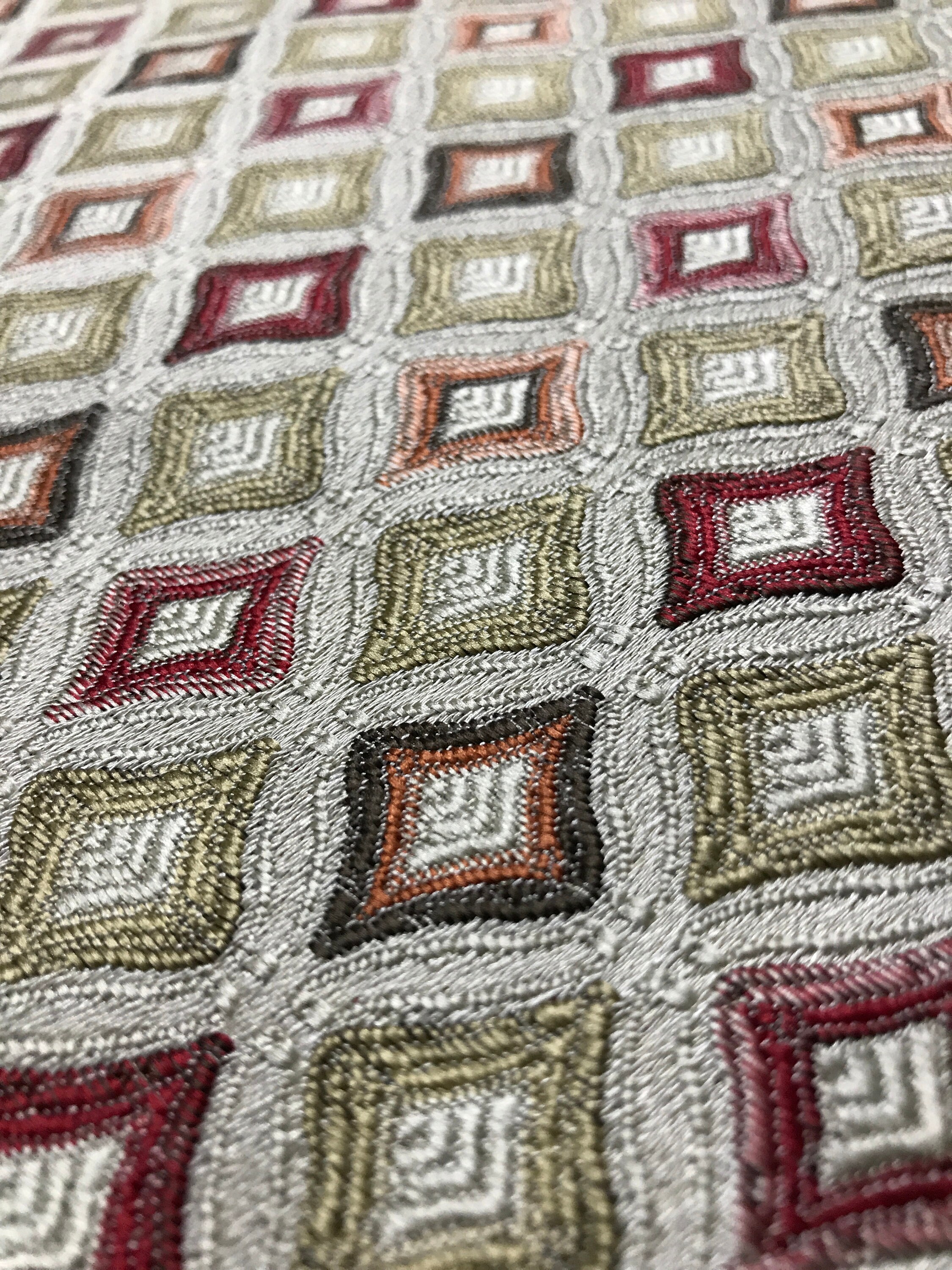 Rust Classic Diamond Design Luxurious Jacquard Fabric for - Etsy