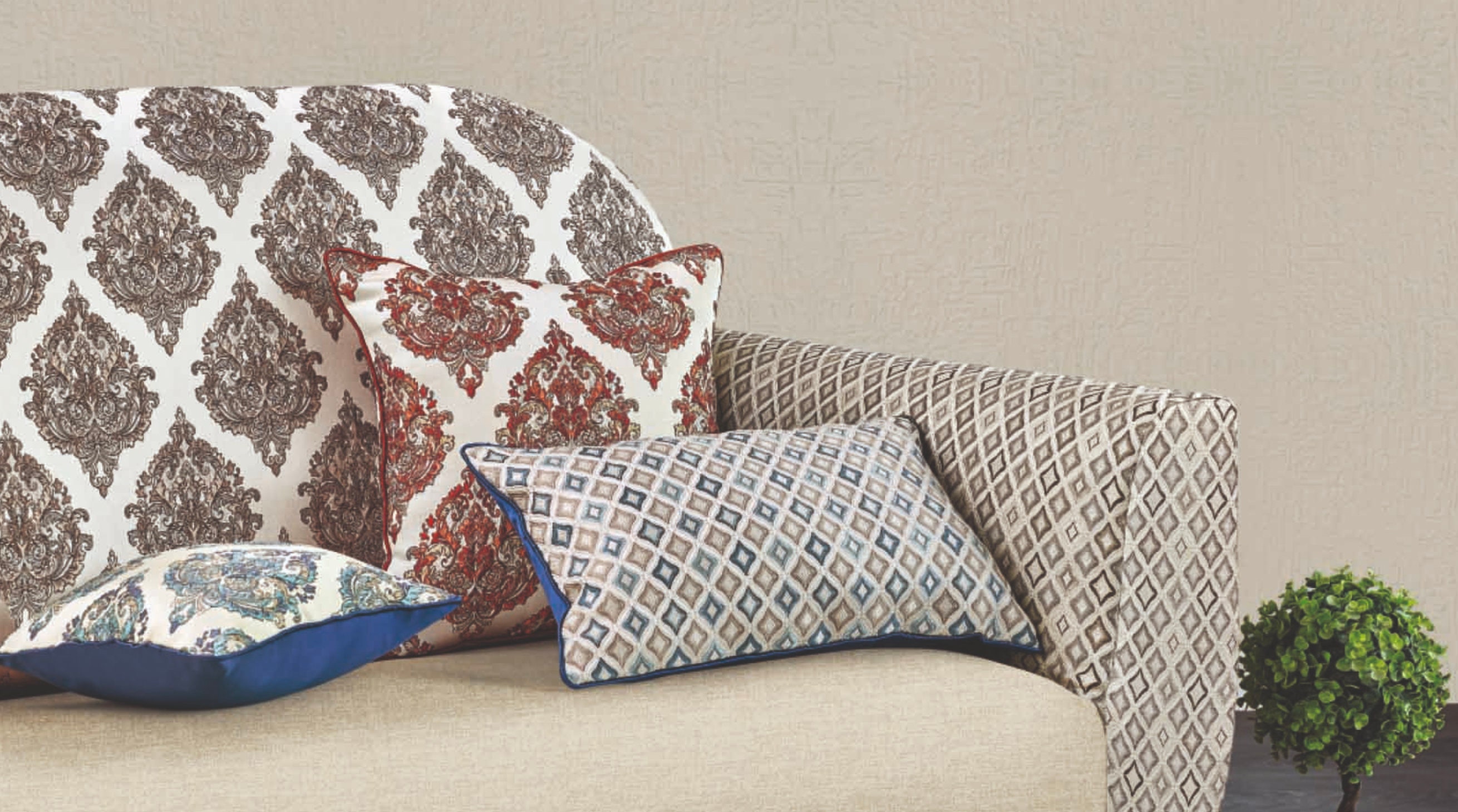 Rust Damask Motif Design Luxurious Jacquard Fabric for | Etsy