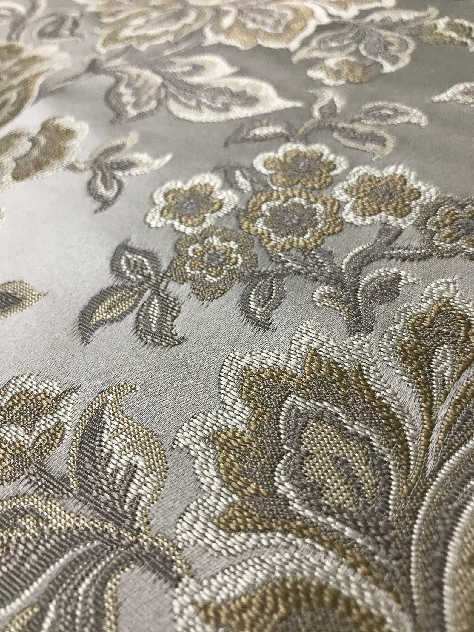 Luxurious Jacquard Material Gold Color Floral Design Fabric Upholstery ...