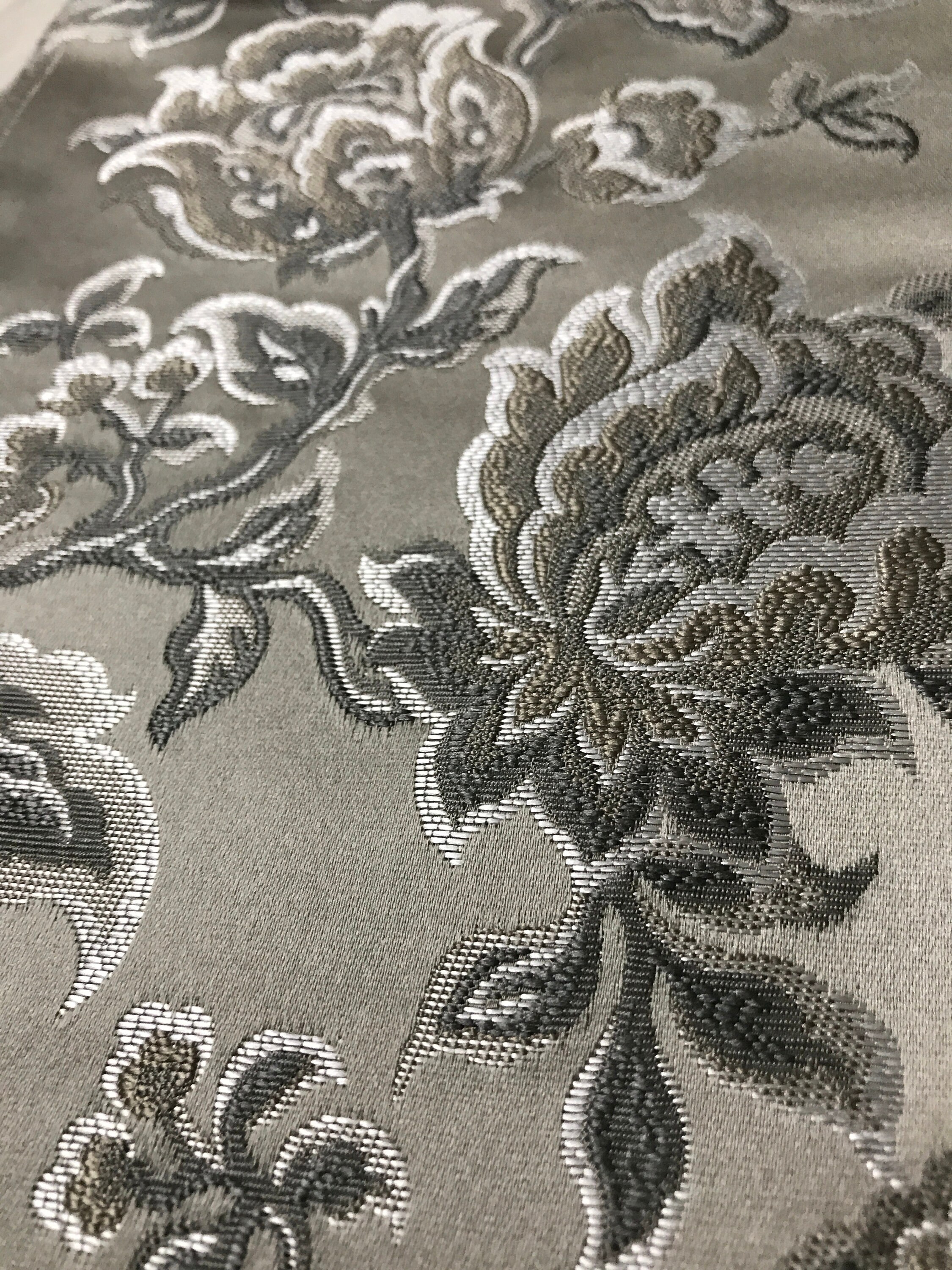 Luxurious Jacquard Material Silver Color Fabric Floral Design - Etsy