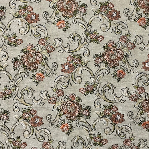 Cream Floral Vine Scroll Design Luxurious Chenille Jacquard | Etsy