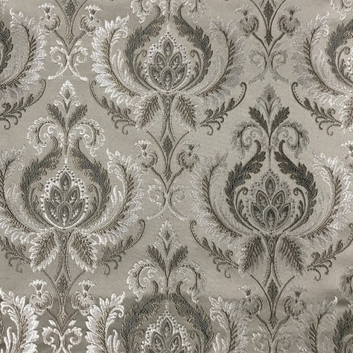 Luxurious Jacquard Material Silver Color Fabric Floral Design - Etsy