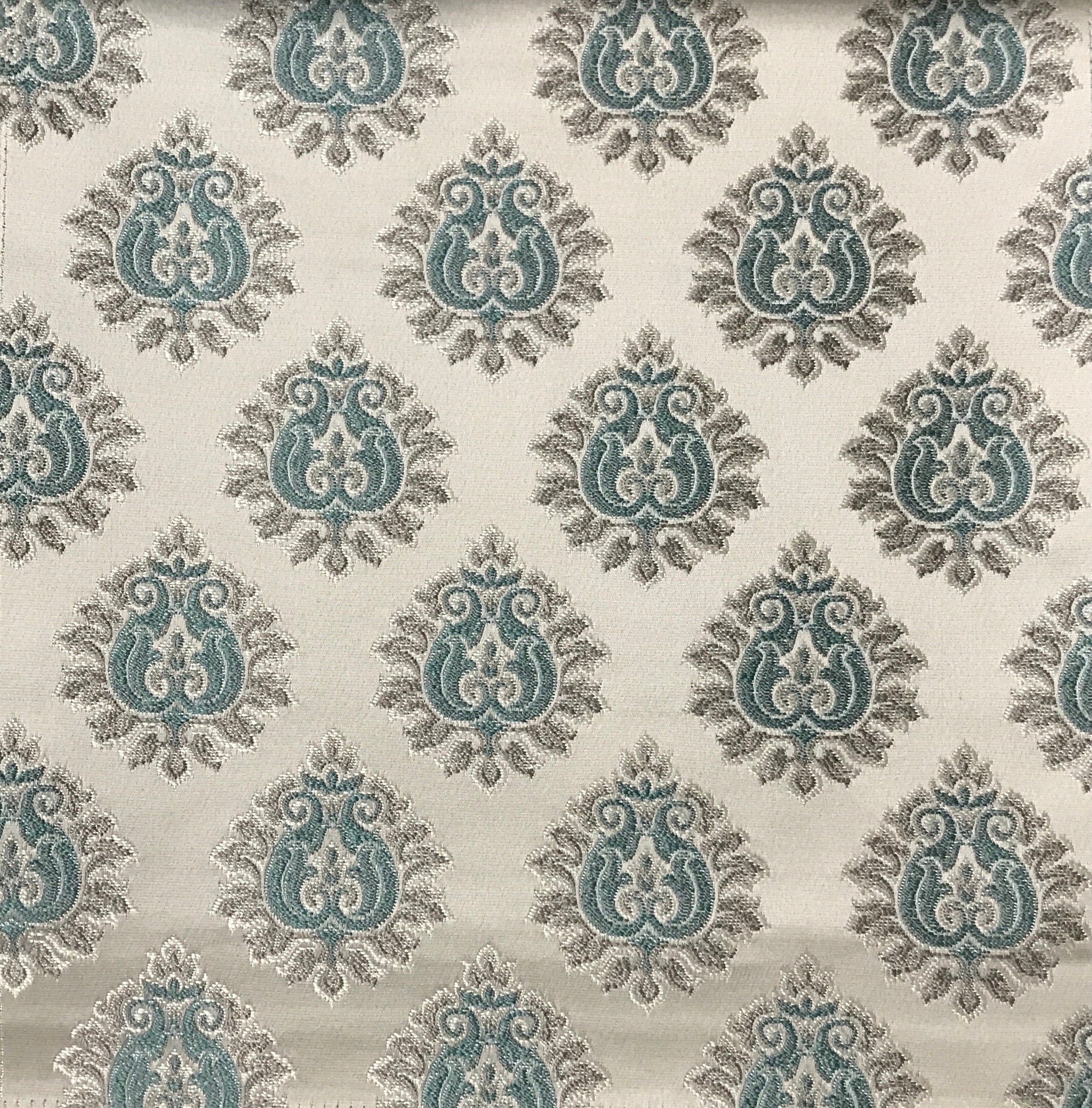 Persian Floral Motif Design Luxury Jacquard Material Sky Blue - Etsy