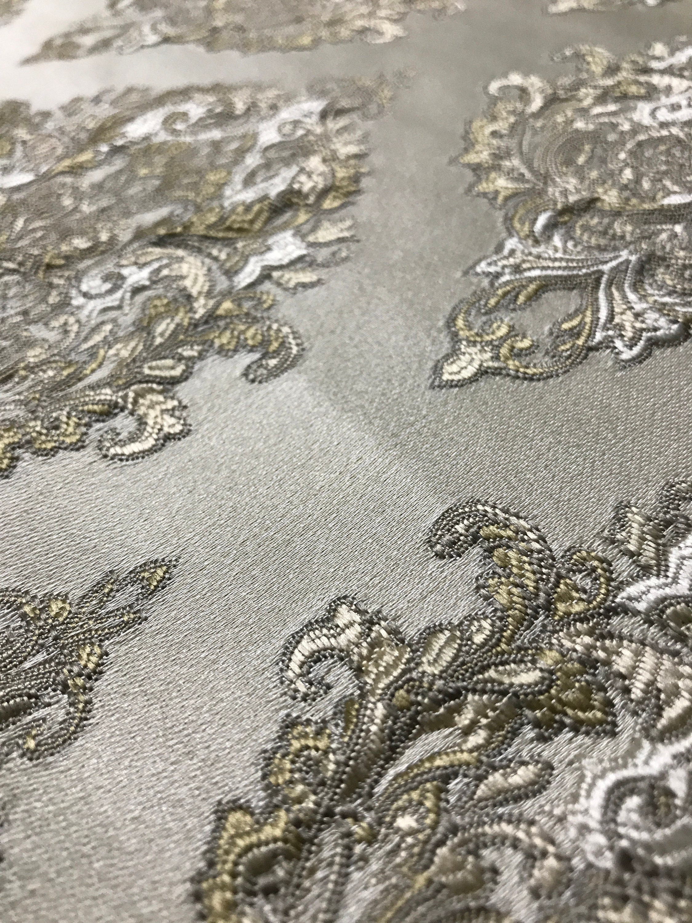 Gold Damask Motif Design Luxurious Jacquard Fabric for Upholstery ...