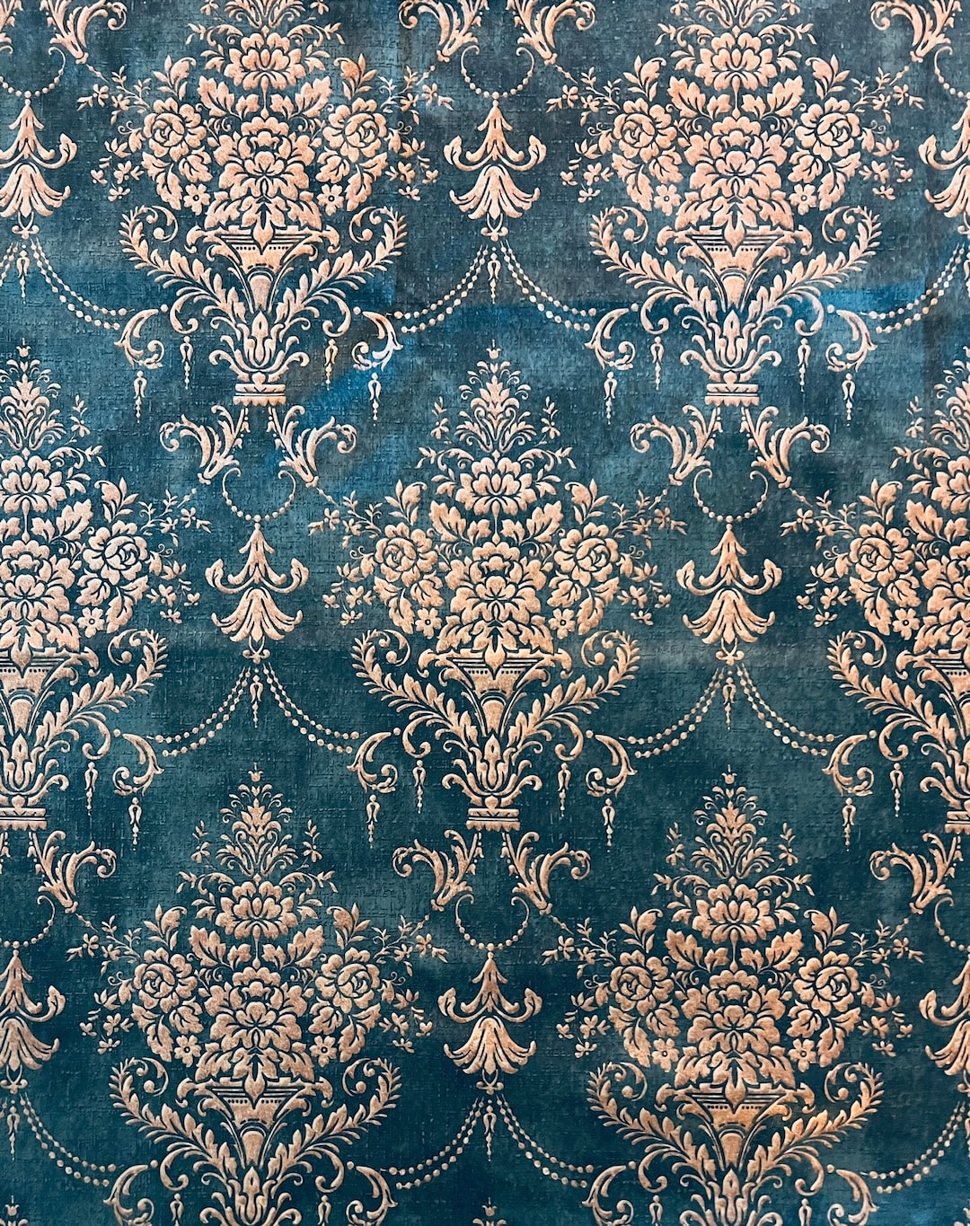 Stone Blue Damask Velvet Fabric: Upholstery & Curtains - by the Yard - Etsy
