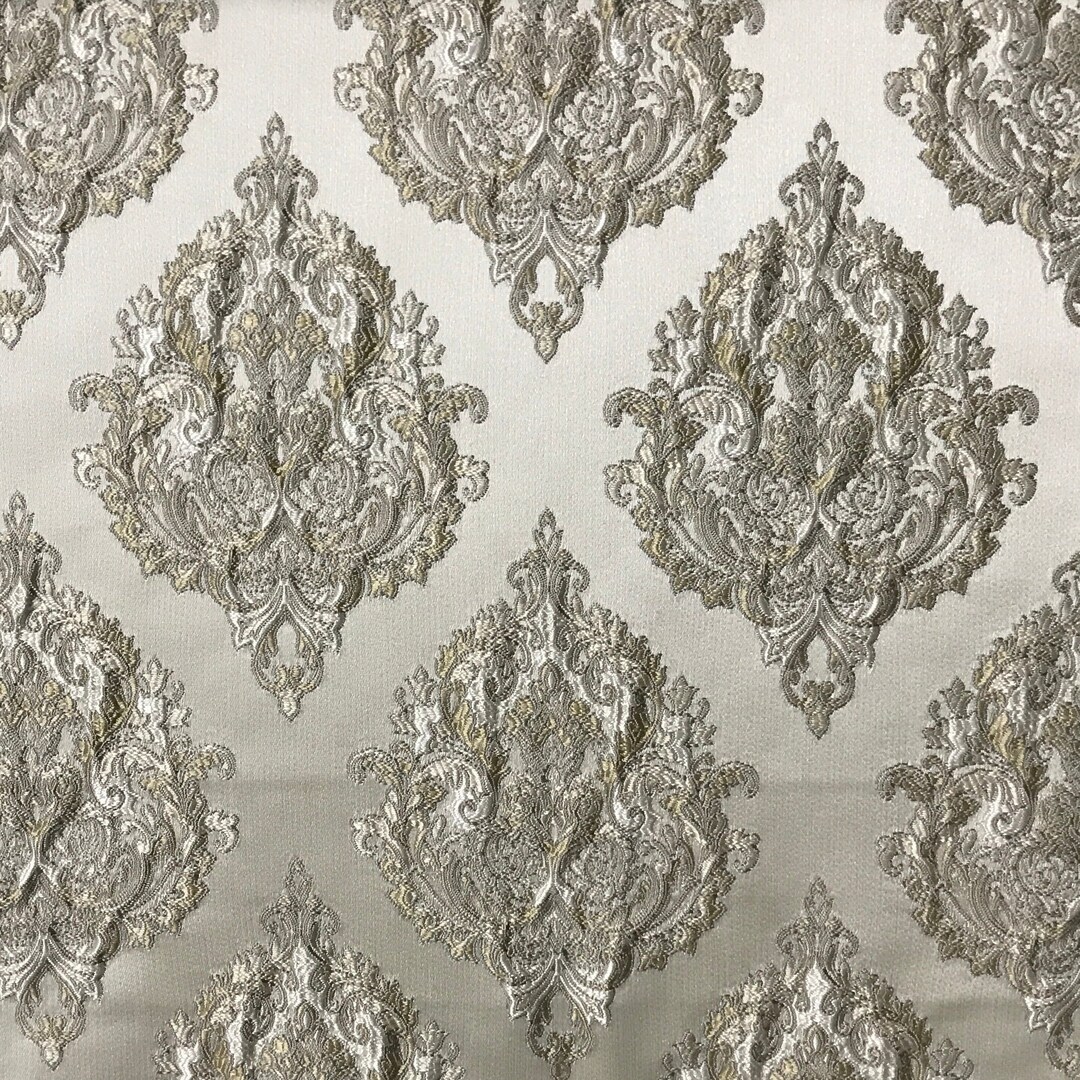 Gold Damask Motif Design Luxurious Jacquard Fabric for Upholstery ...