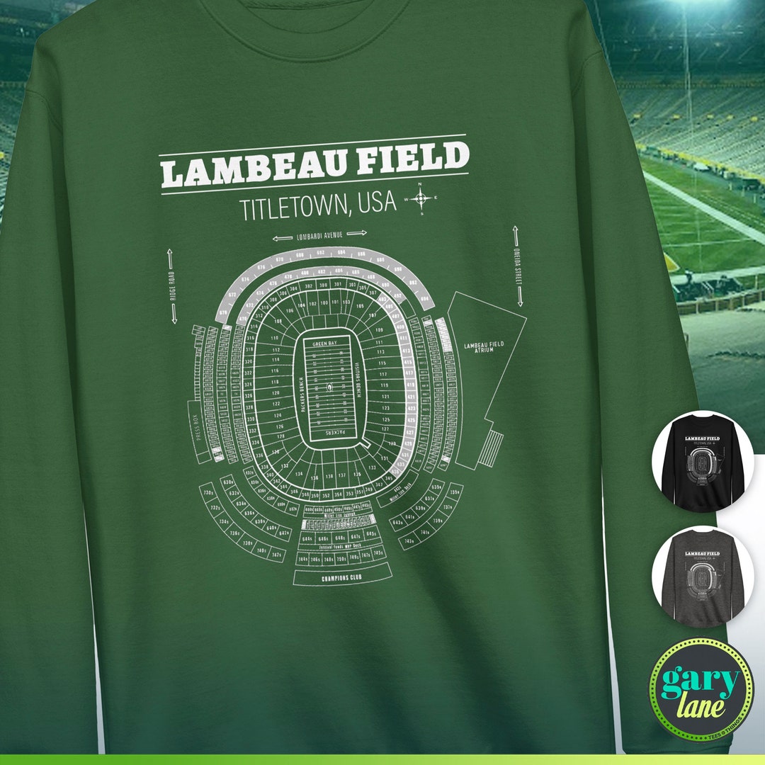 Green Bay Packer Lambeau Field Seating Chart Blueprint Crew Neck ...