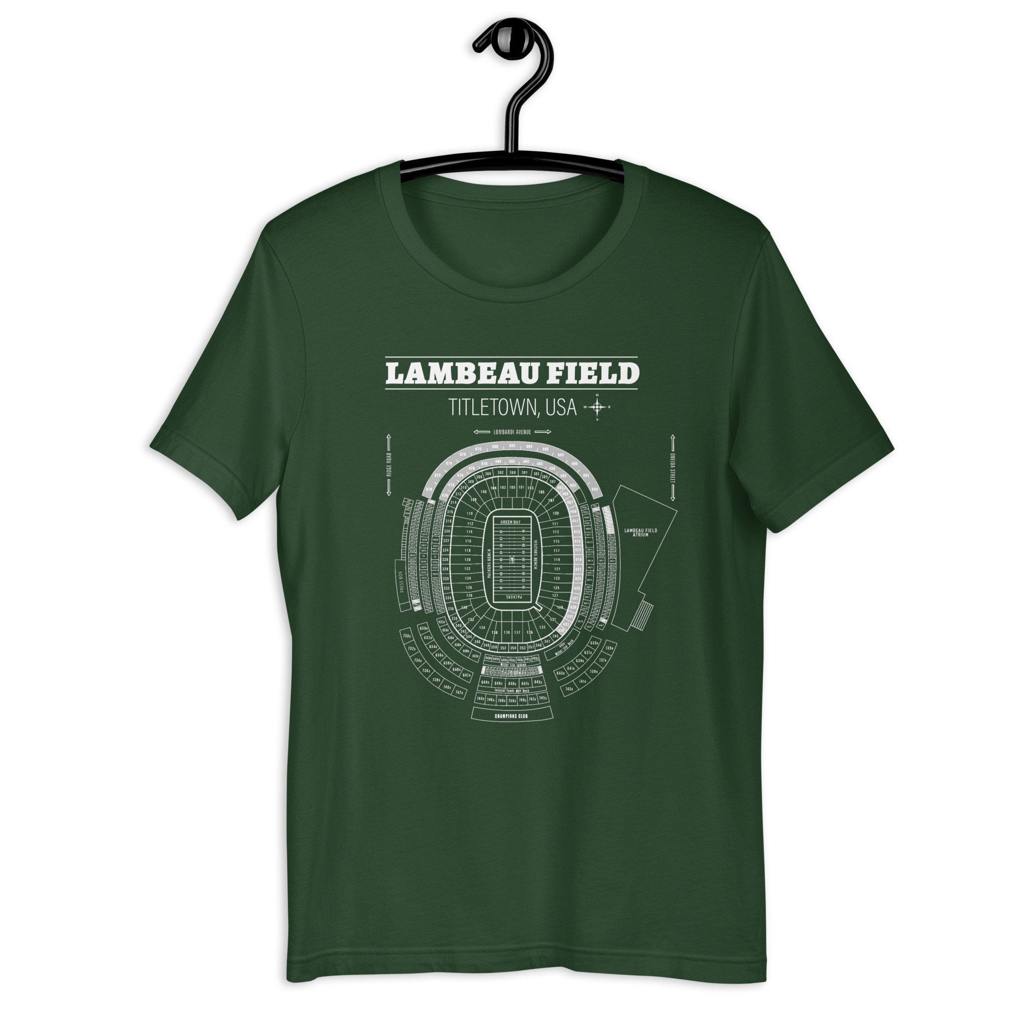 Green Bay Packers Lambeau Field Seating Chart Blueprint Unisex T-shirt ...