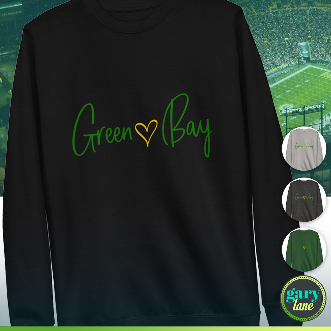 Green Bay Packers Fan Crew Neck Sweatshirt, Handwritten Cute Wisconsin ...