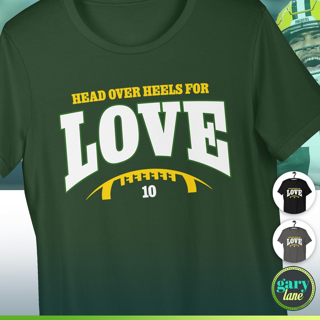 Jordan Love Head Over Heels T-shirt, 10 Quarterback Green Bay Packers ...
