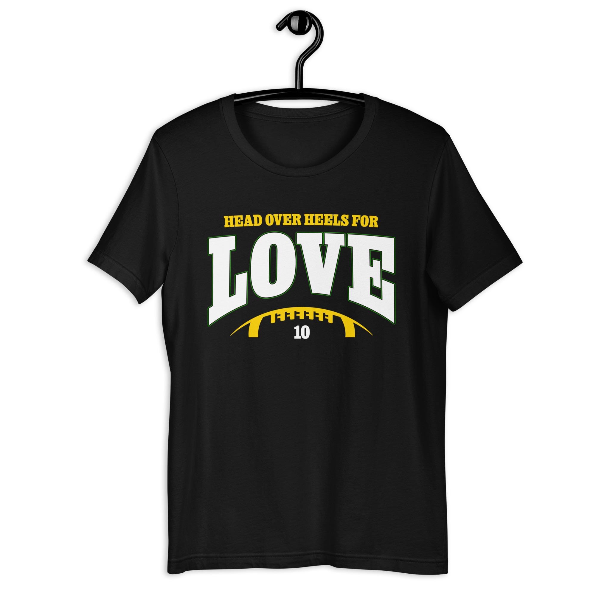 Jordan Love Head Over Heels T-shirt, 10 Quarterback Green Bay Packers ...