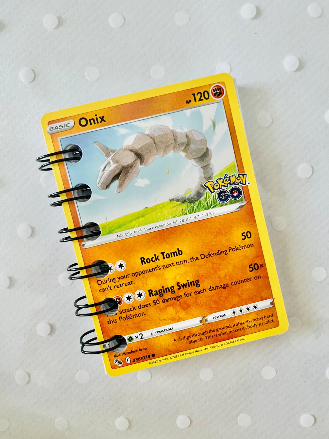 Onix Pokémon Card Notebook/pocketbook. Ideal for Gift, Stocking Filler ...