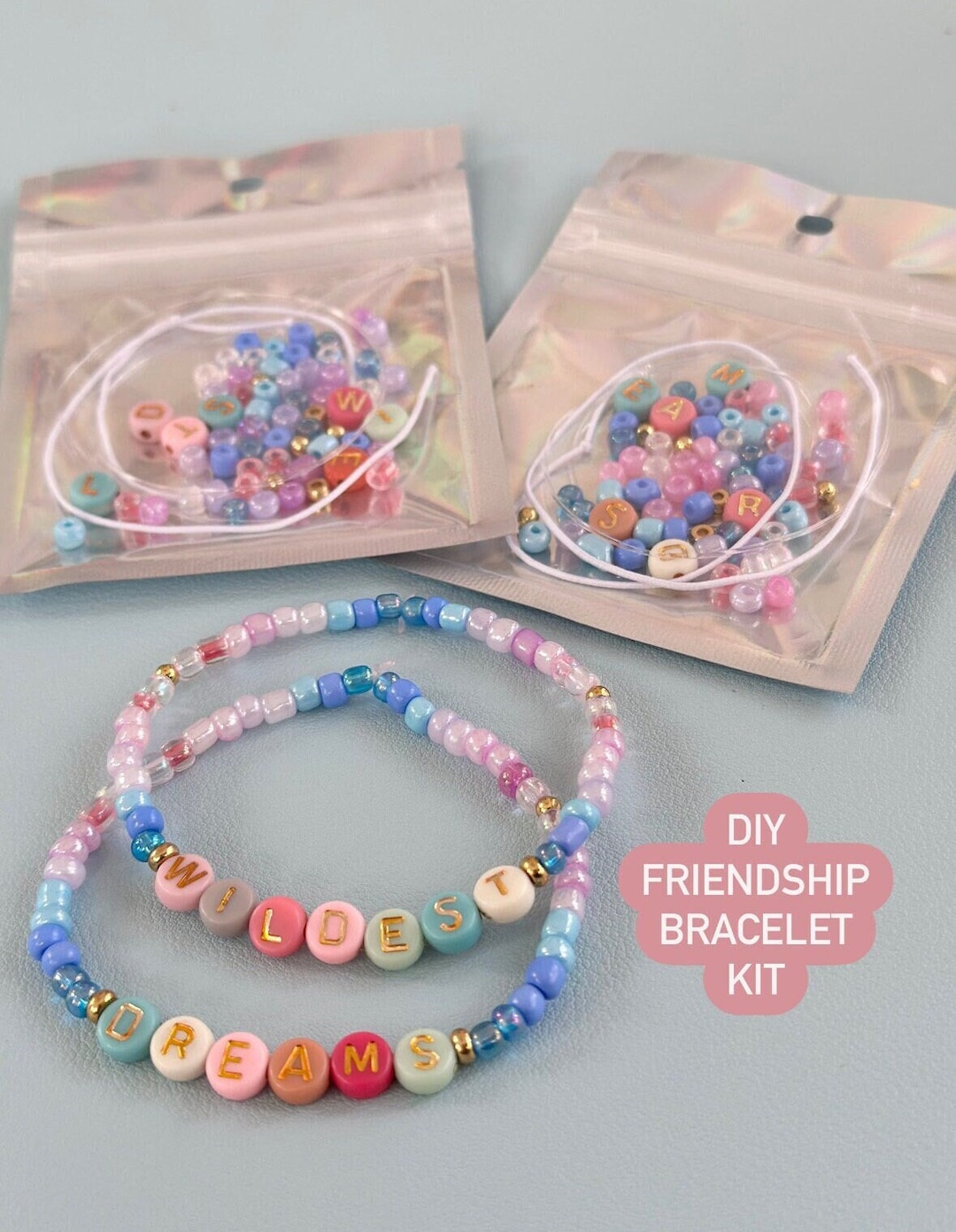 DIY Friendship Bracelet Kit Custom Letter Bracelets Set of 2 Make Your ...