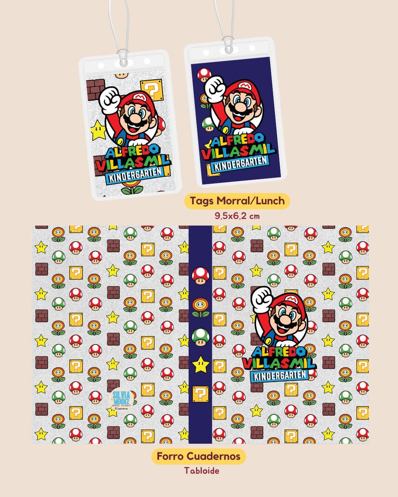 MARIO BROS School Labels Notebook Cover Tags Notebooks Lining Backpack ...
