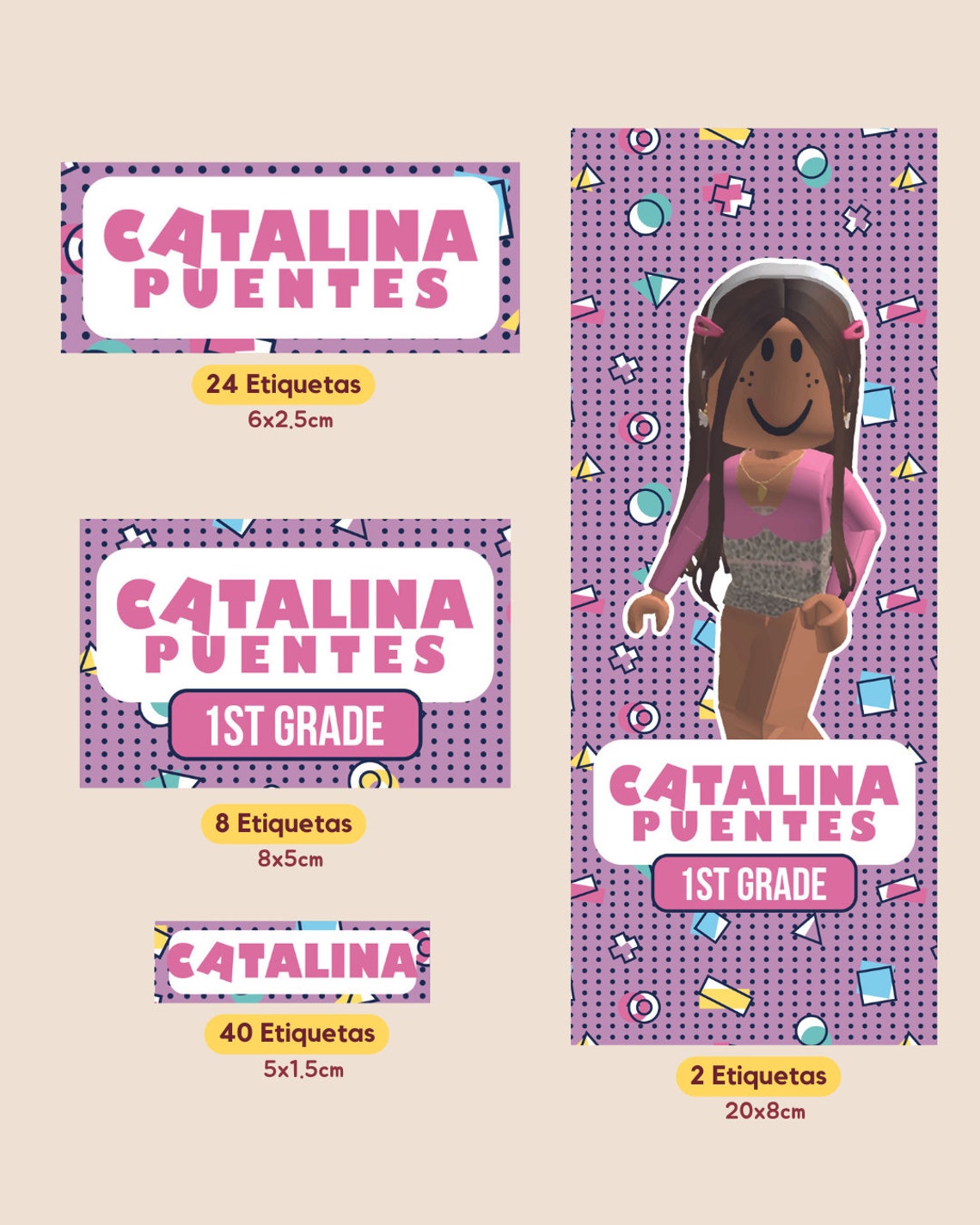 ROBLOX School Labels Notebook Cover Tags Notebook Lining Backpack ...