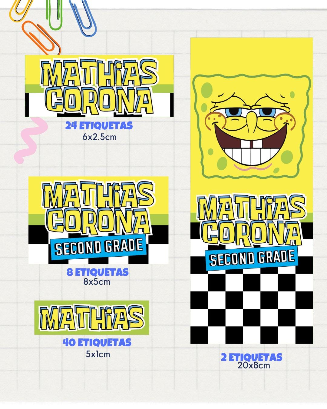 SPONGEBOB School Labels Notebook Cover Tags Notebook Lining Notebooks ...