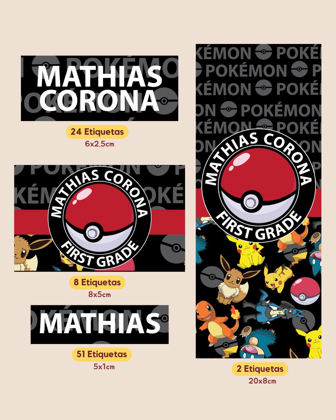 POKEMON School Labels - Notebook Cover | Tags | Notebook Lining ...