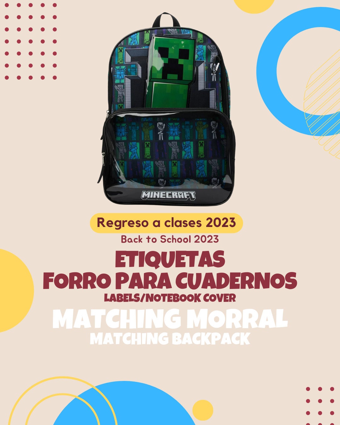 MINECRAFT School Labels - Notebook Cover | Tags | Notebook Lining ...