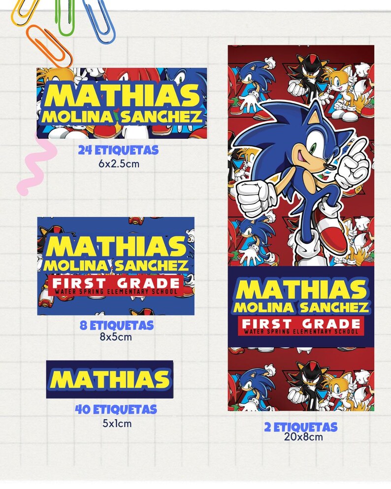 SONIC School Labels Notebook Cover Labels Notebook Cover Notebooks ...