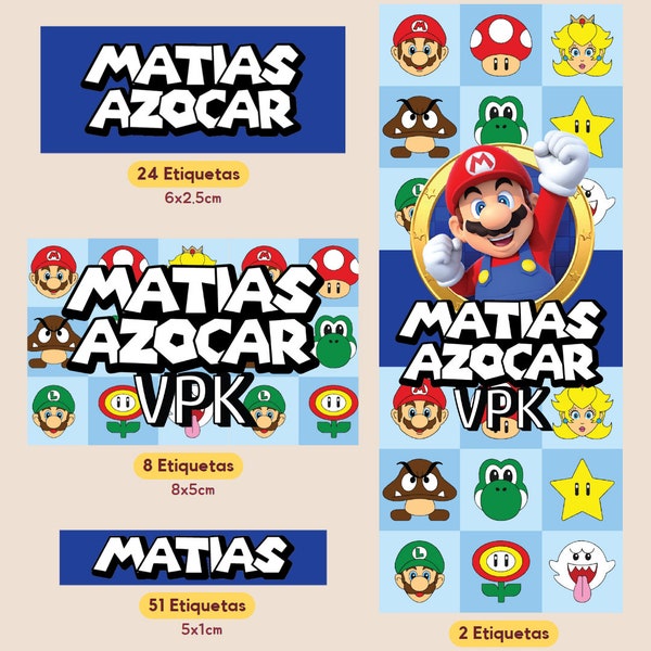 Super Mario School Name Labels - Etsy